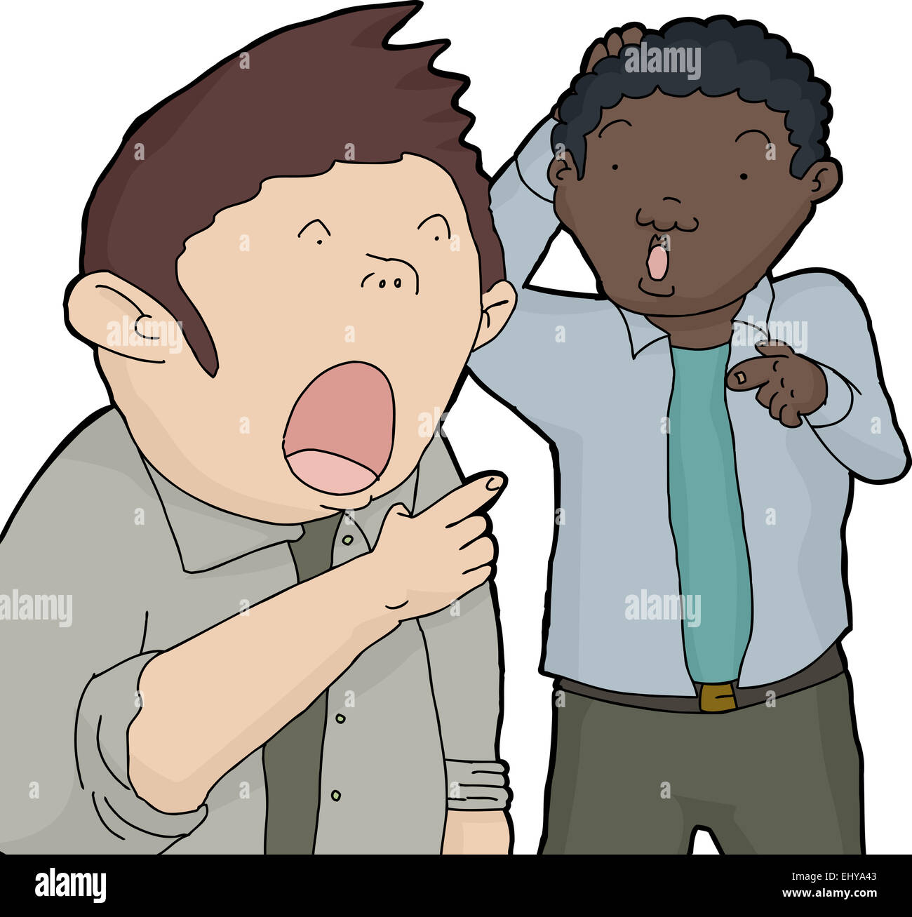 Two surprised men with open mouths pointing fingers Stock Photo - Alamy