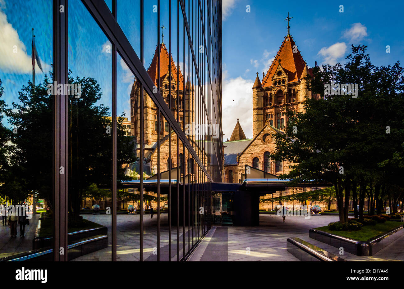 The John Hancock Building and Trinity Church, in Boston, Massachusetts ...