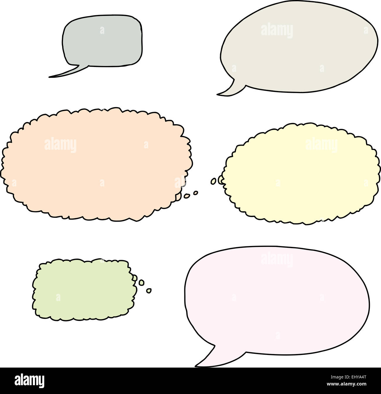 Set of cartoon hand drawn word balloons Stock Photo - Alamy