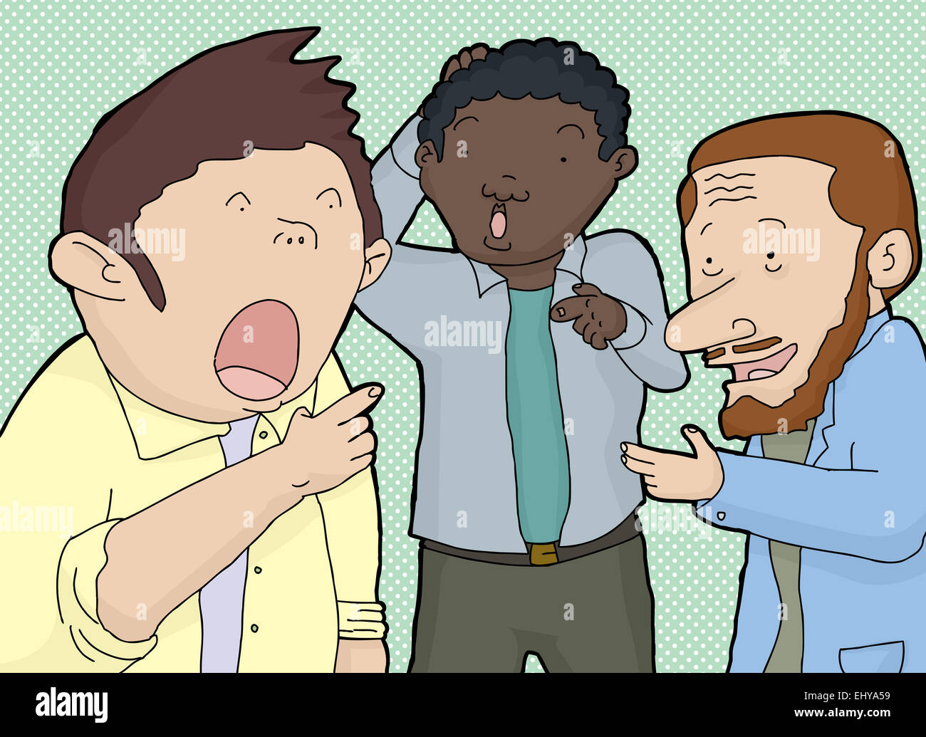 Group of three surprised men pointing their fingers Stock Photo - Alamy