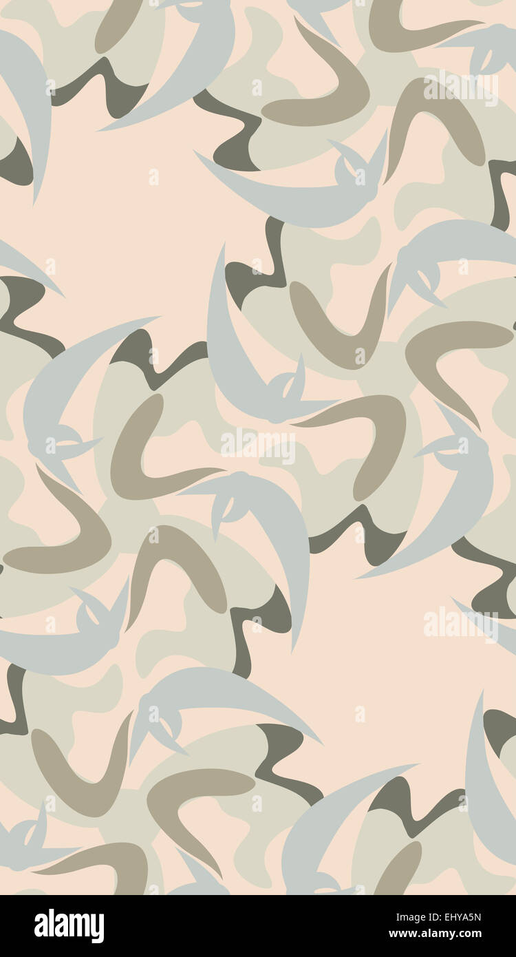 Desaturated blue and brown boomerang shapes in seamless pattern Stock ...