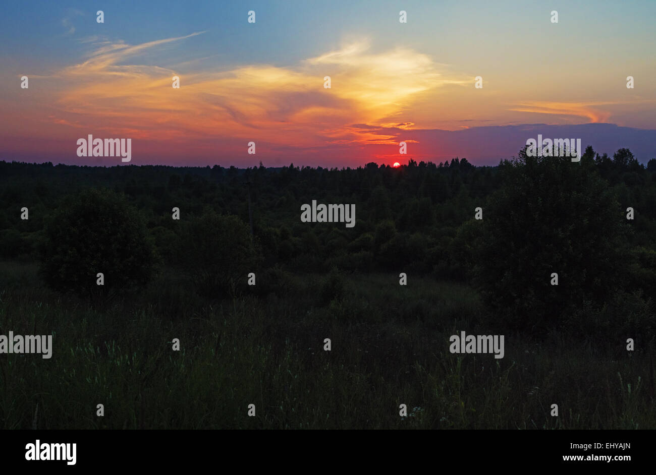 Sunset panorama - rural landscape Stock Photo - Alamy