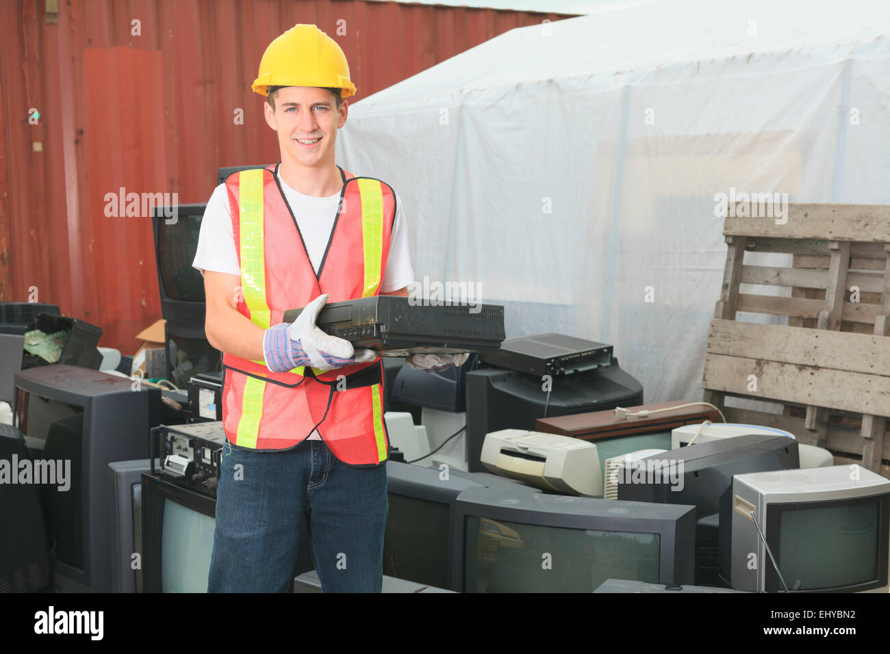 A worker who recycling thing on recycle center Stock Photo - Alamy