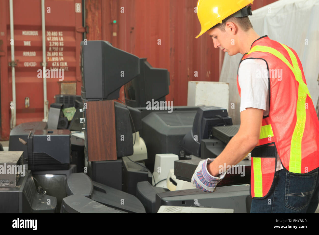 A worker who recycling thing on recycle center Stock Photo - Alamy