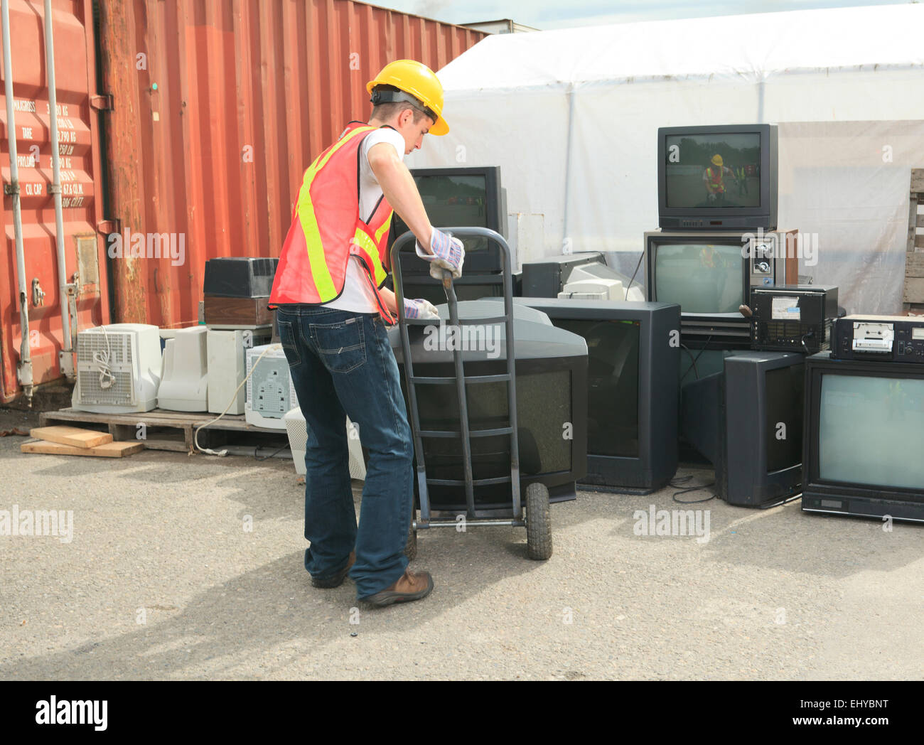 A worker who recycling thing on recycle center Stock Photo - Alamy