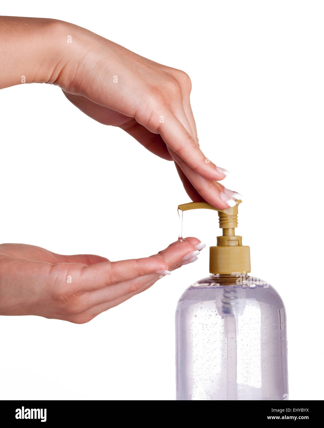 A hand soap with pumping lotion from bottle Stock Photo - Alamy