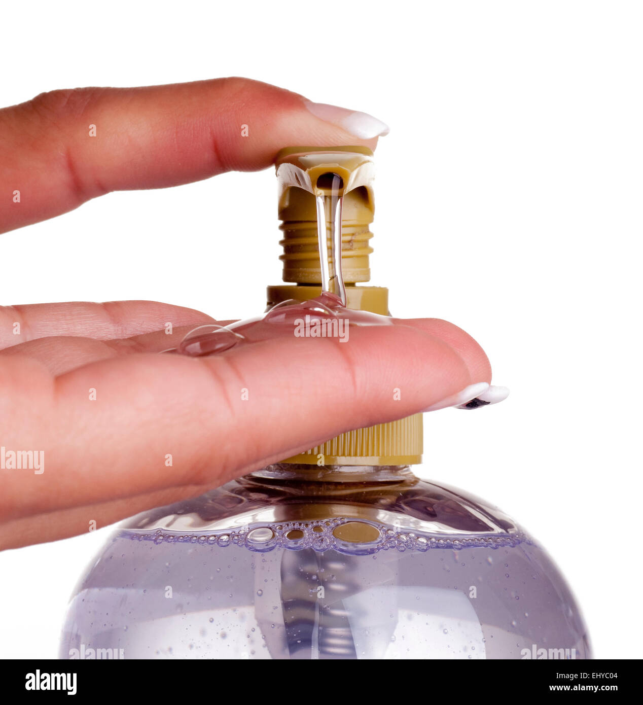 A hand soap with pumping lotion from bottle Stock Photo - Alamy