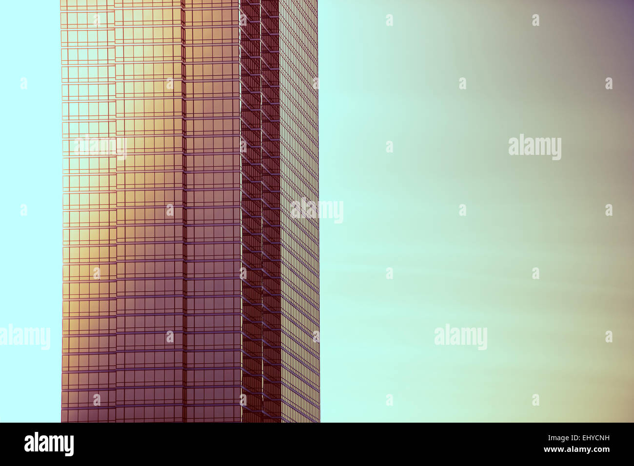 Glassy Modern Building at Sunset. Warm Vintage Color Grading ...