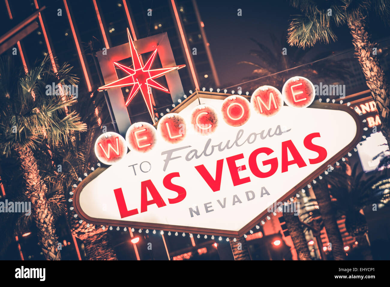 Las Vegas Nevada Famous Strip Sign at Night. United States Stock Photo ...