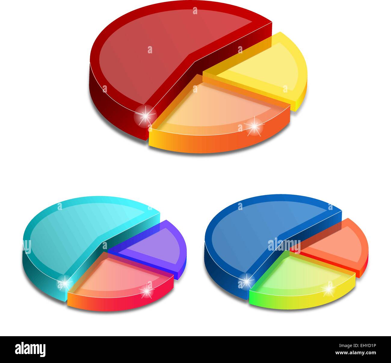 3d pie graphs isolated on white background, vector illustration Stock ...