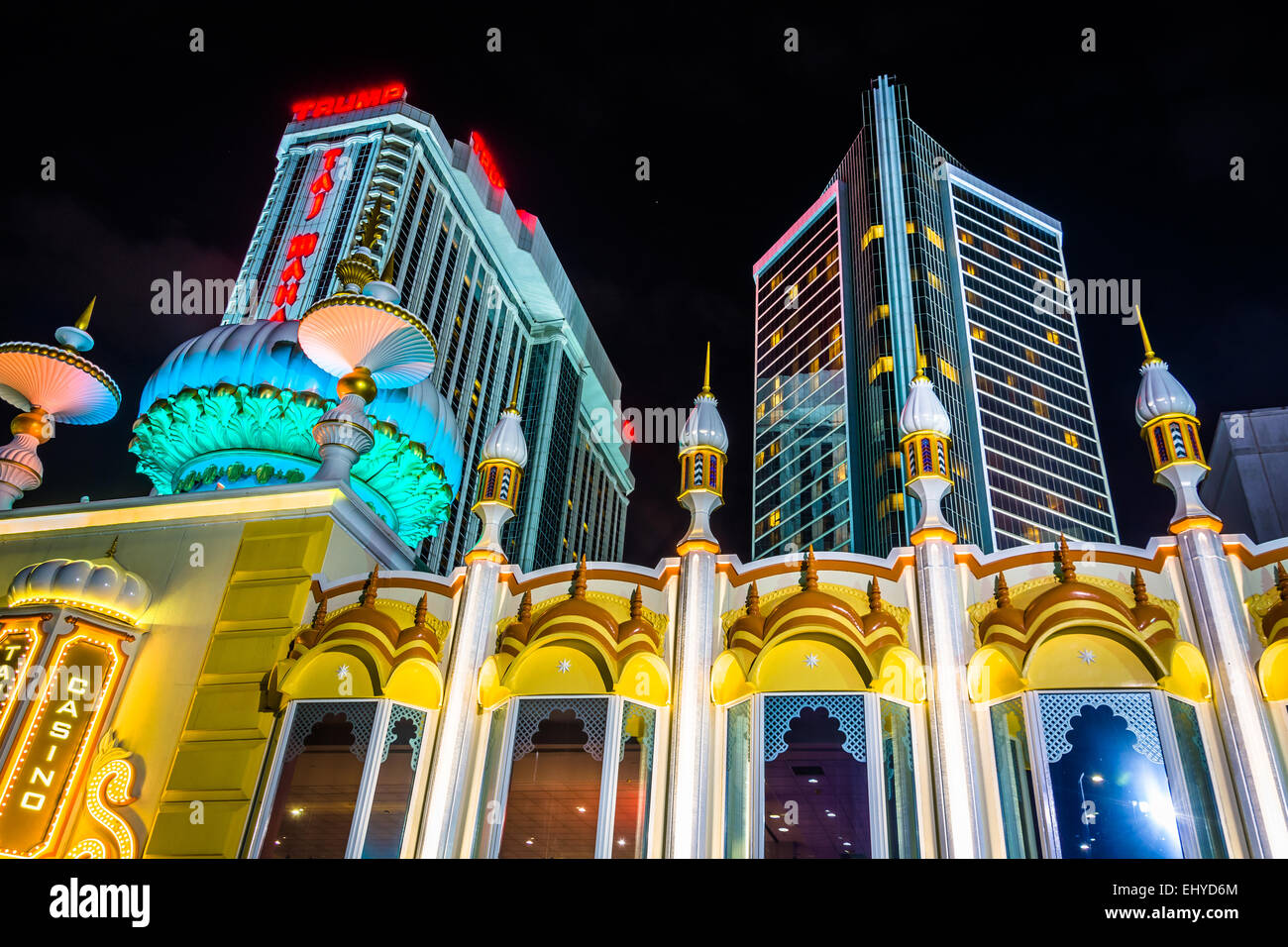 ATLANTIC CITY - MAY 30: The Trump Taj Mahal at night on May 30, 2014 in ...