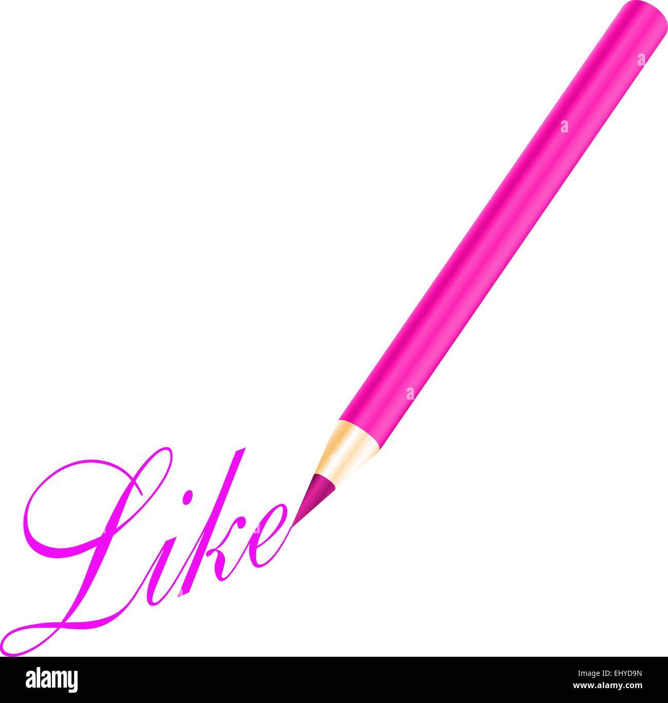 Pink pencil and like letter isolated on white background Stock Vector ...