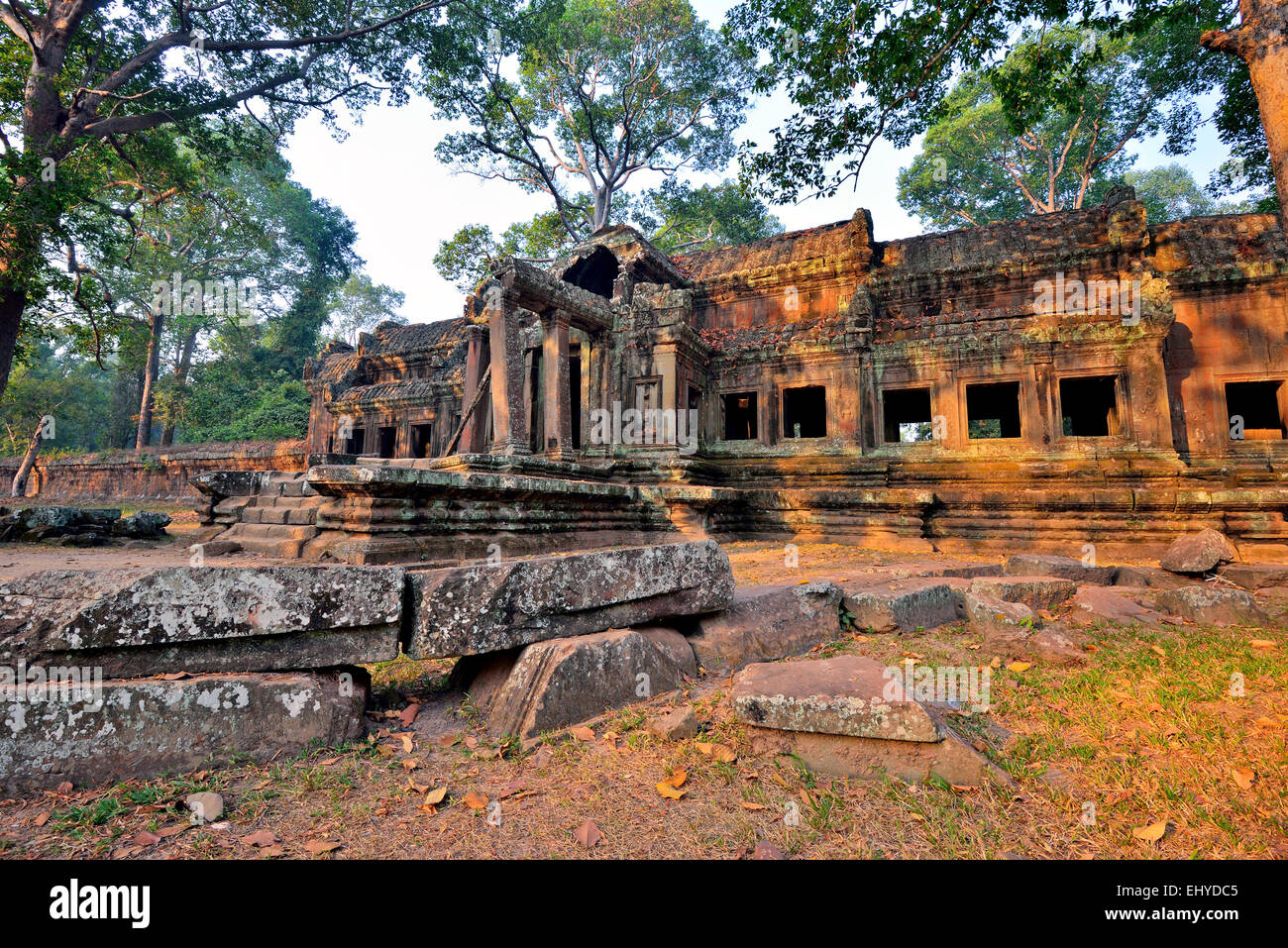 Angkor Wat Back Entrance illuminated by sunrise light Stock Photo - Alamy