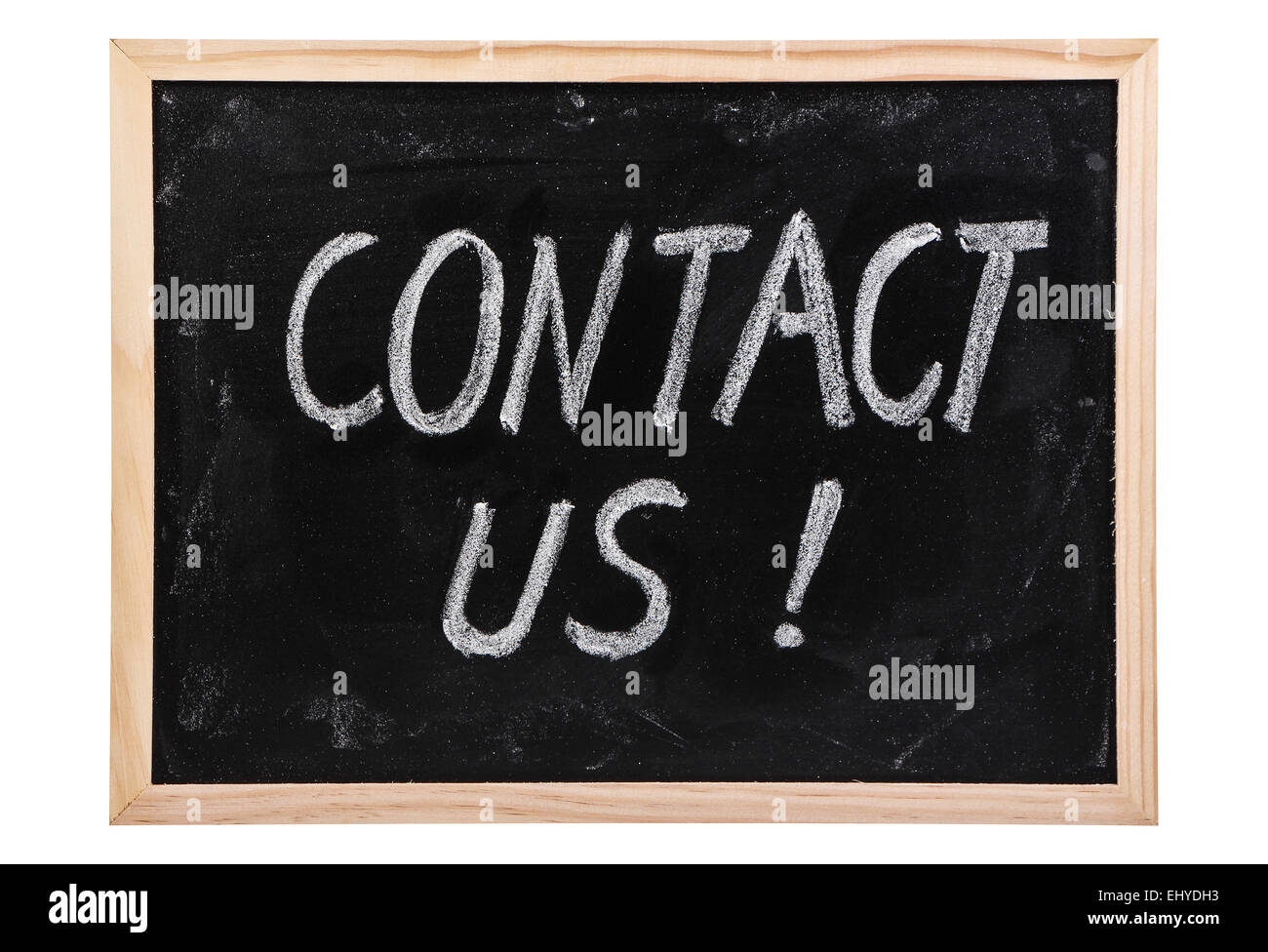 Contact Us text written on blackboard isolated on white background ...