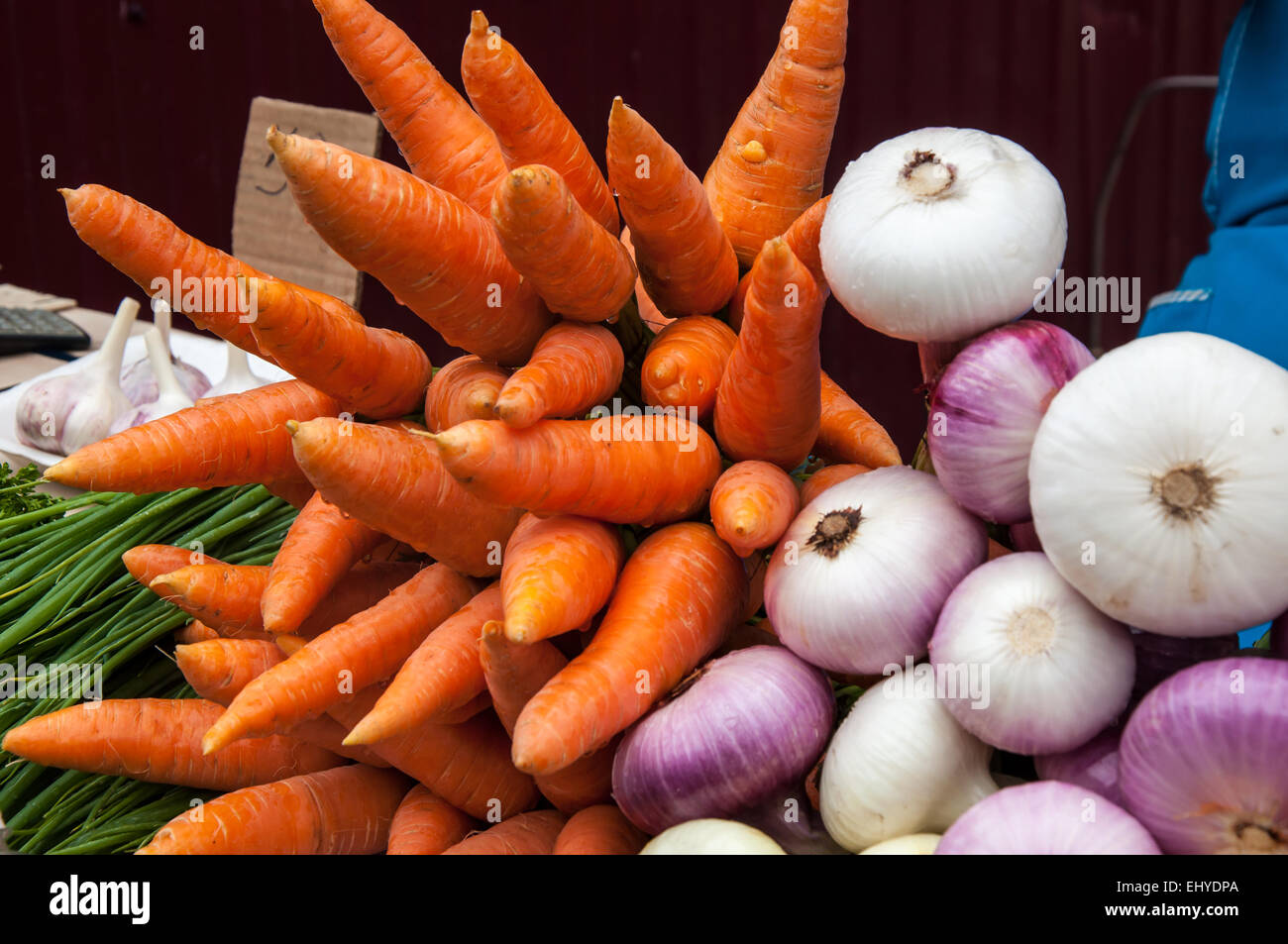 Fresh vegetables and various spices are sold in the Bazaar Stock Photo ...