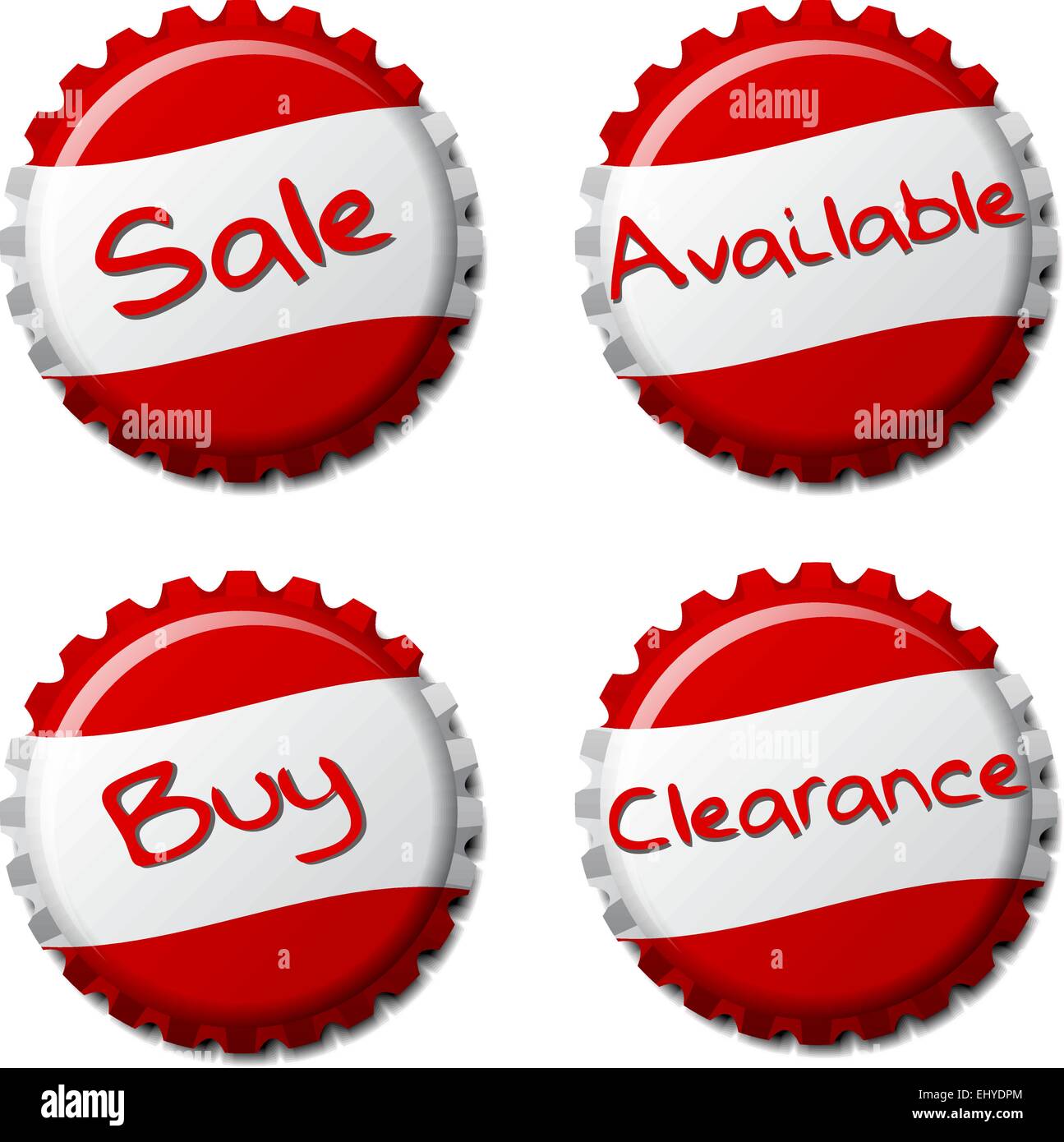 Set of red bottle caps isolated on white background, vector ...