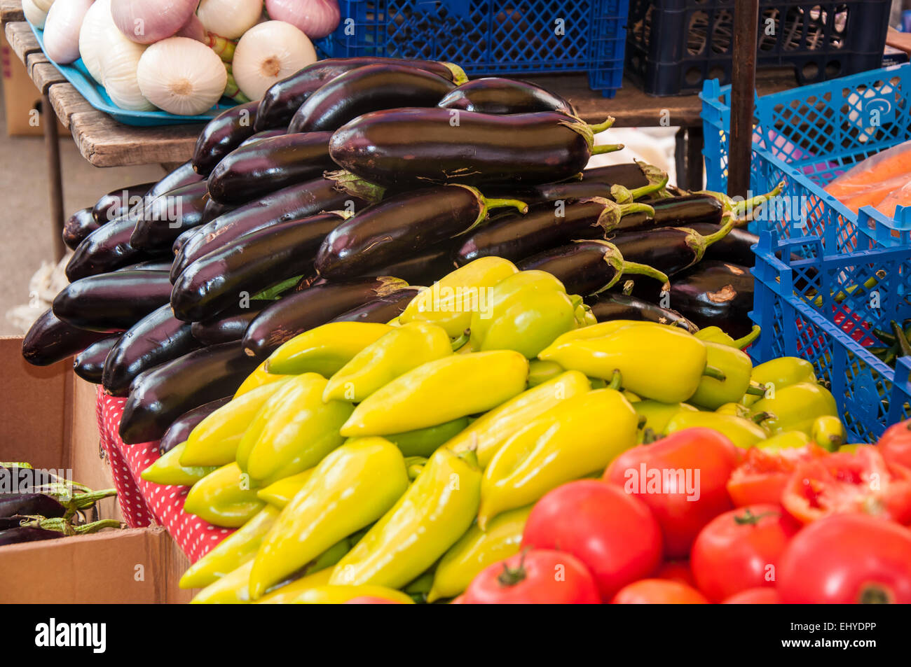 Fresh vegetables and various spices are sold in the Bazaar Stock Photo ...