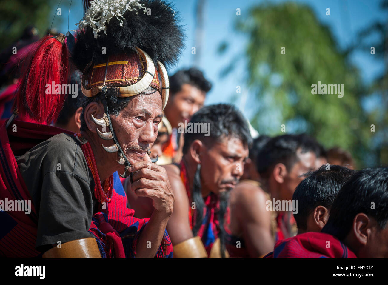 Konyak Naga Tribe men enjoying Stock Photo - Alamy