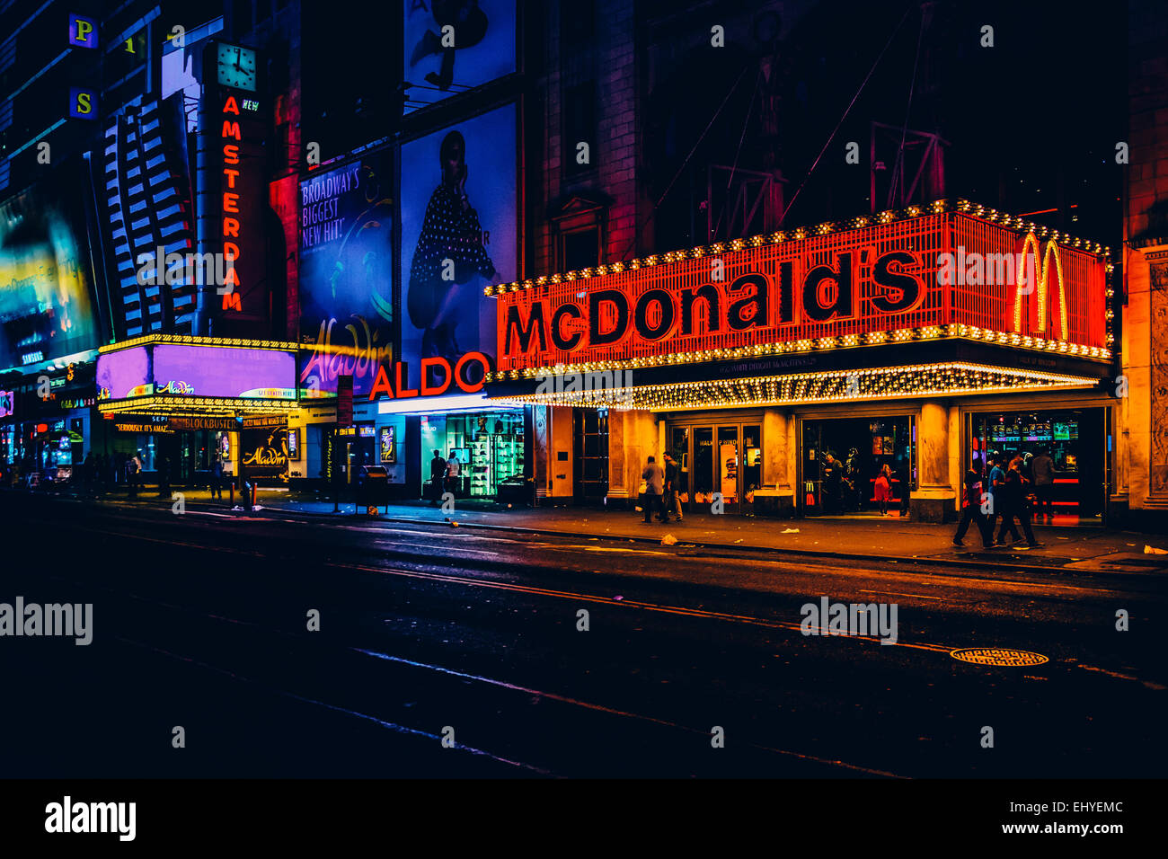 New York City August 24 2014 Mcdonalds On 42nd Street At Night In