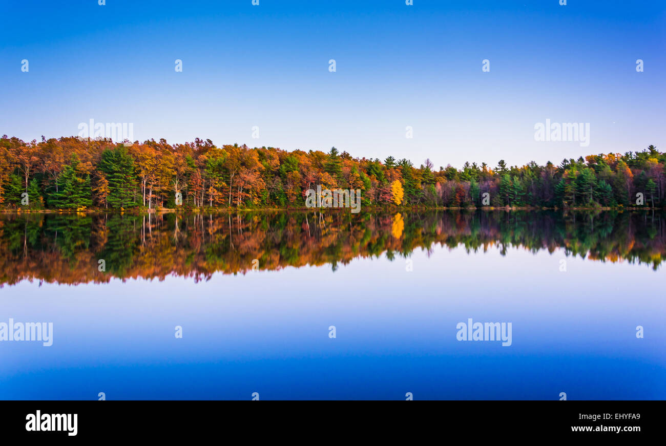 Autumn reflections in Carbaugh Reservoir, in Michaux State Forest ...
