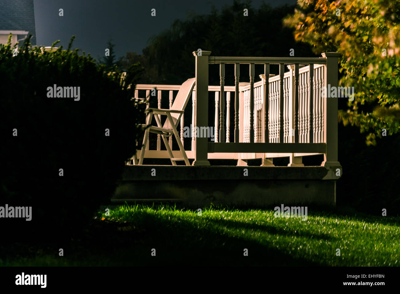 Back porch at night Stock Photo - Alamy