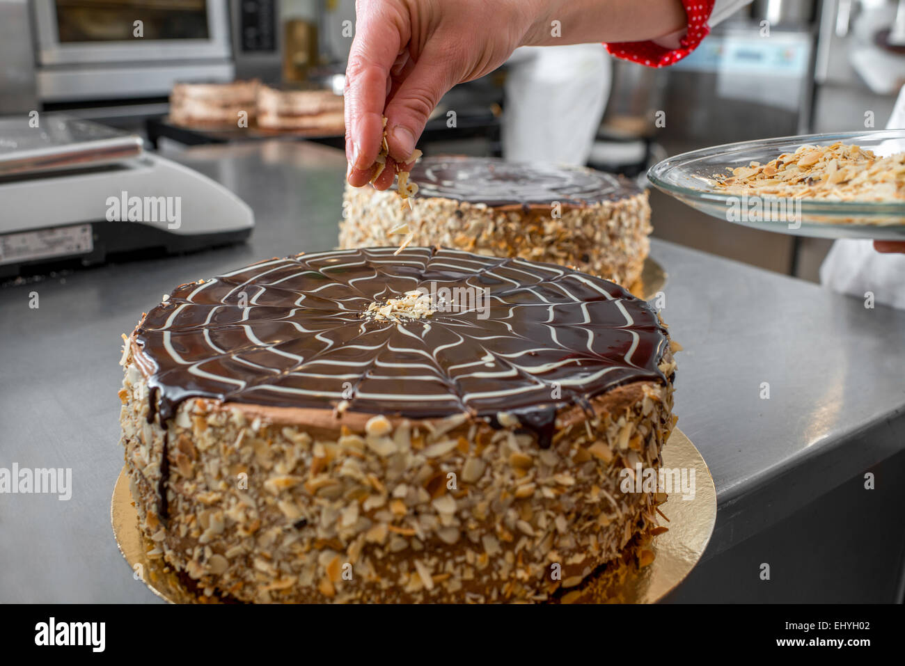 Making biscuit cake Stock Photo - Alamy