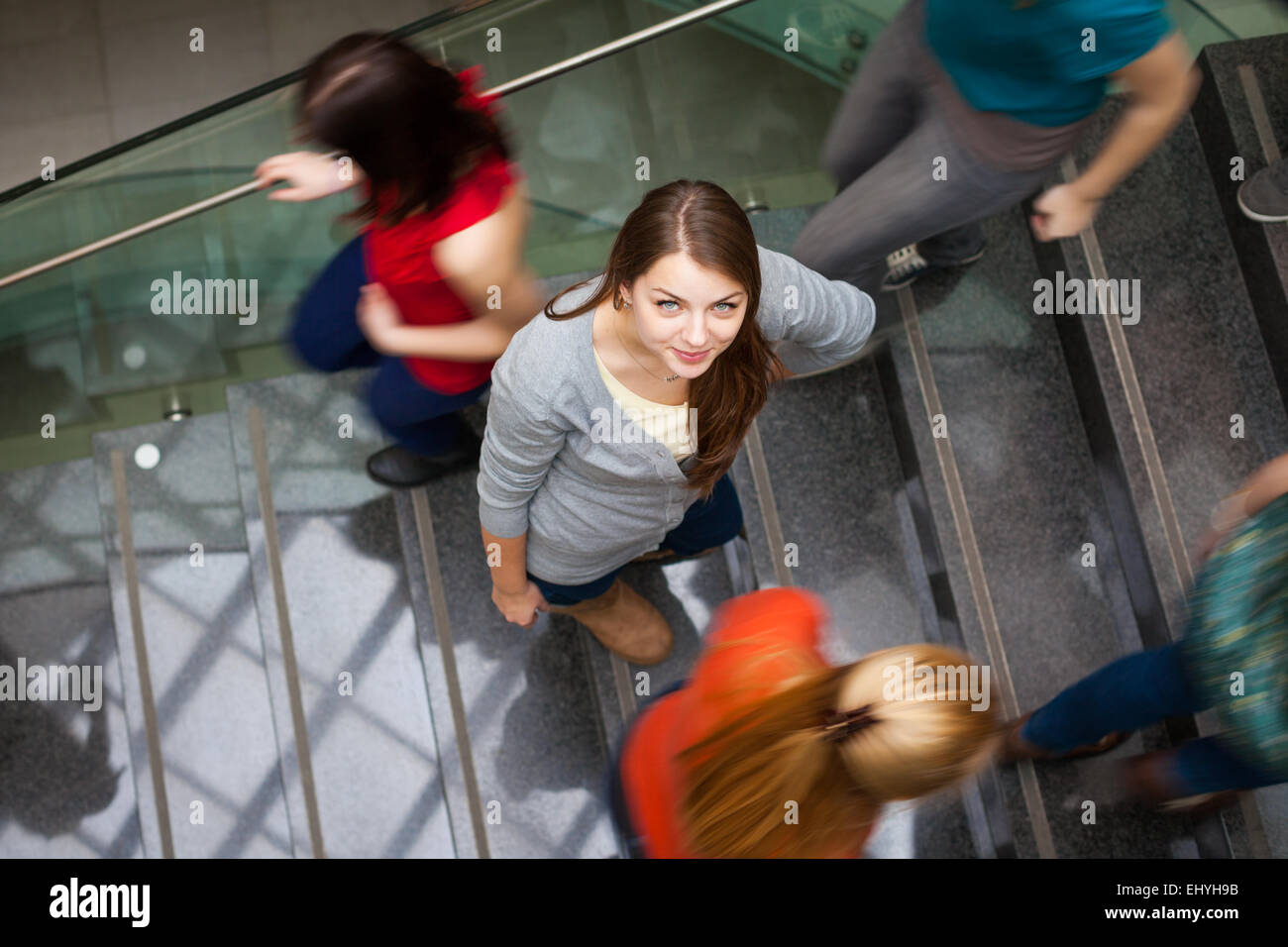 University college students rushing up down hi-res stock photography ...
