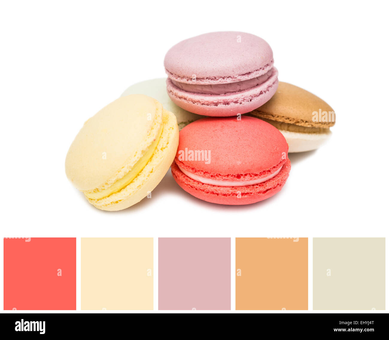 Color Palette Of Sweet French Macaroons Stock Photo - Alamy