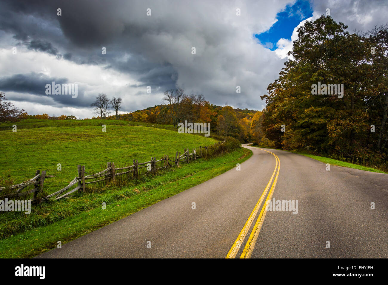 Farm field along the Blue Ridge Parkway in Moses Cone Park, North ...
