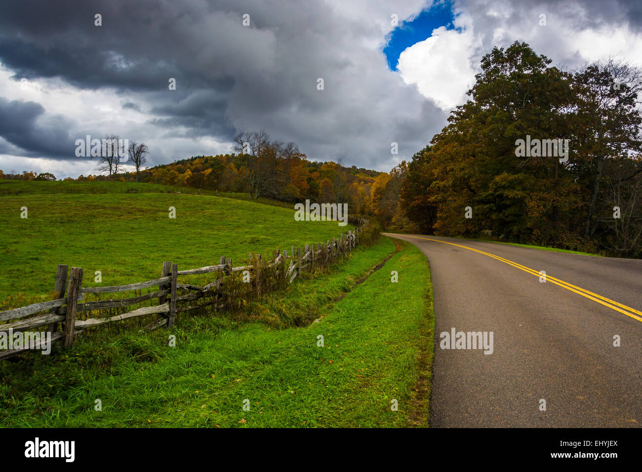 Farm field along the Blue Ridge Parkway in Moses Cone Park, North ...