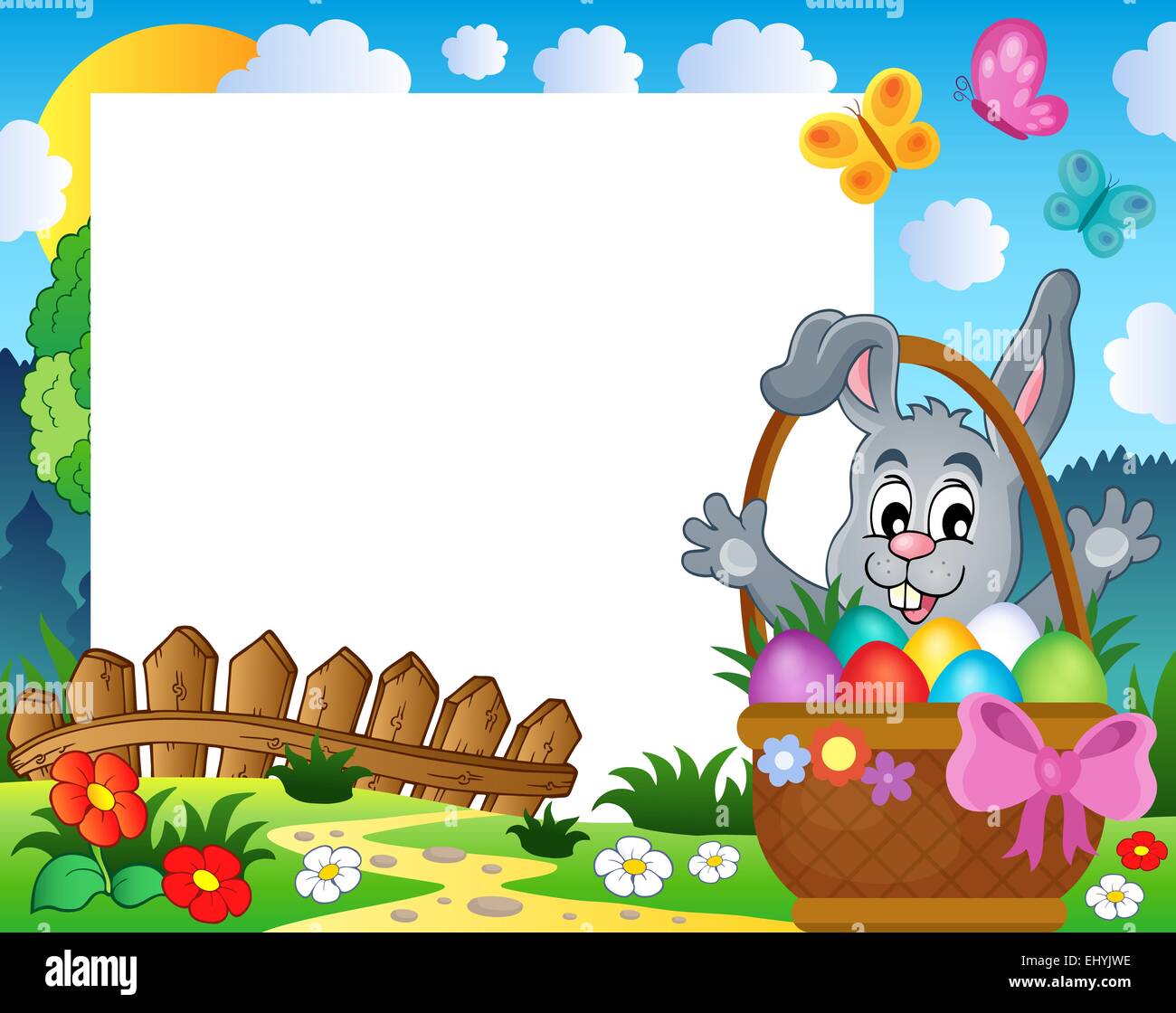 Frame with Easter rabbit theme 3 - picture illustration Stock Photo - Alamy