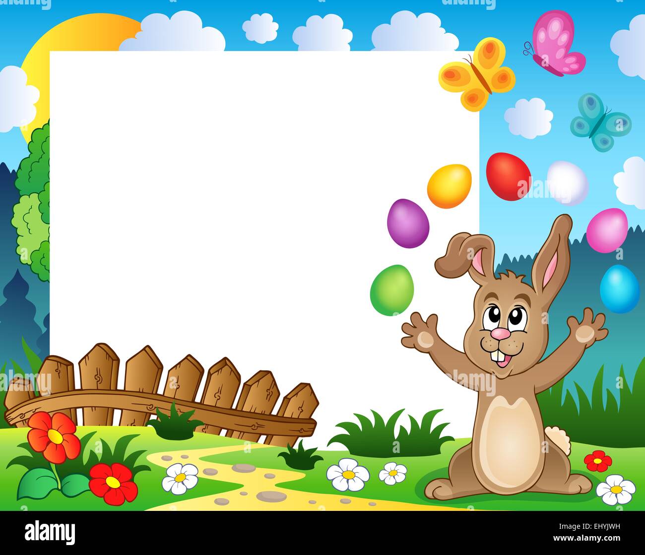 Frame with Easter rabbit theme 4 - picture illustration Stock Photo - Alamy