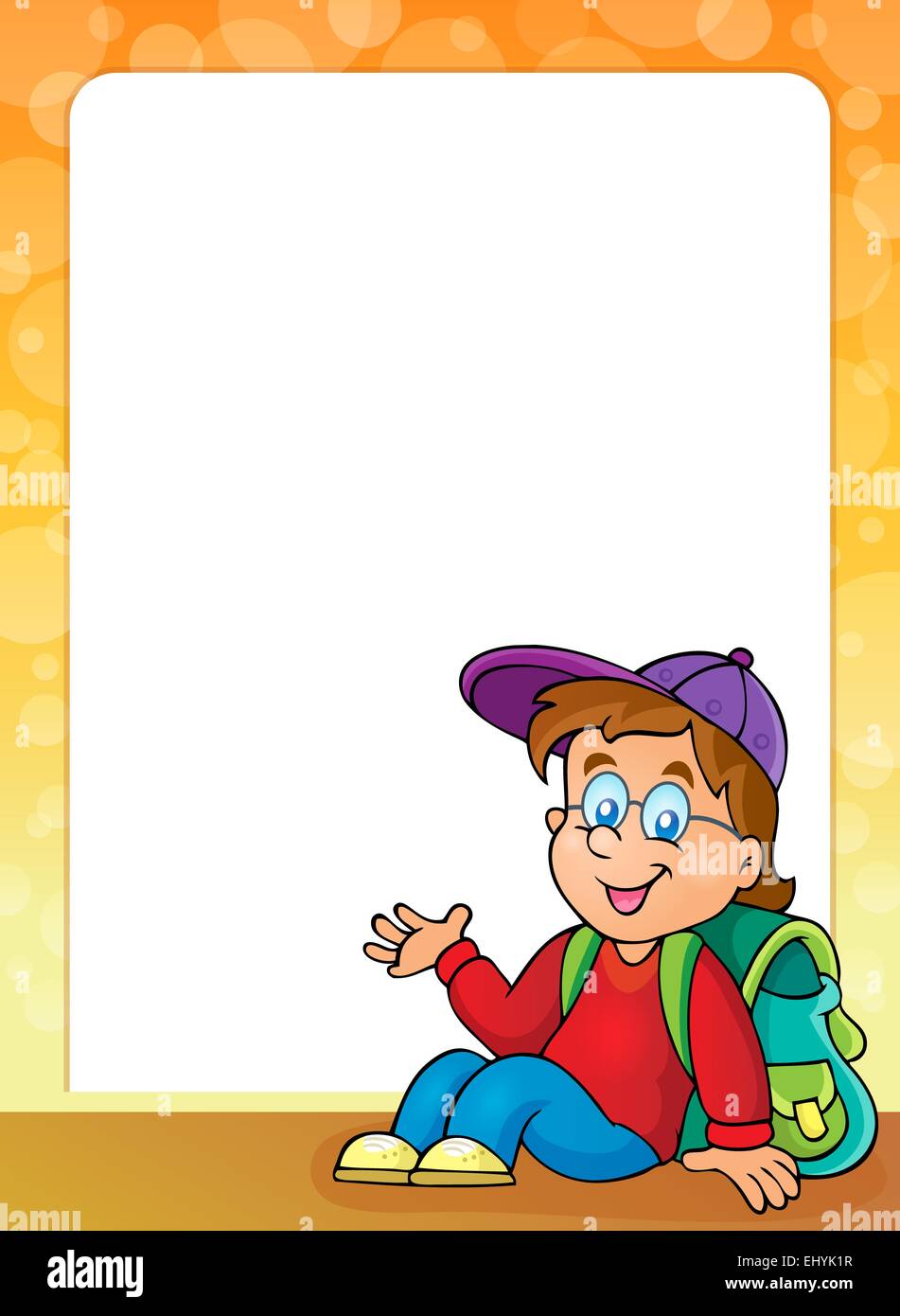 Frame with school boy 1 - picture illustration Stock Photo - Alamy