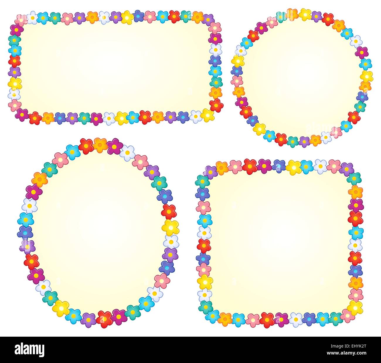 Small frames with flower theme 1 - picture illustration Stock Photo - Alamy