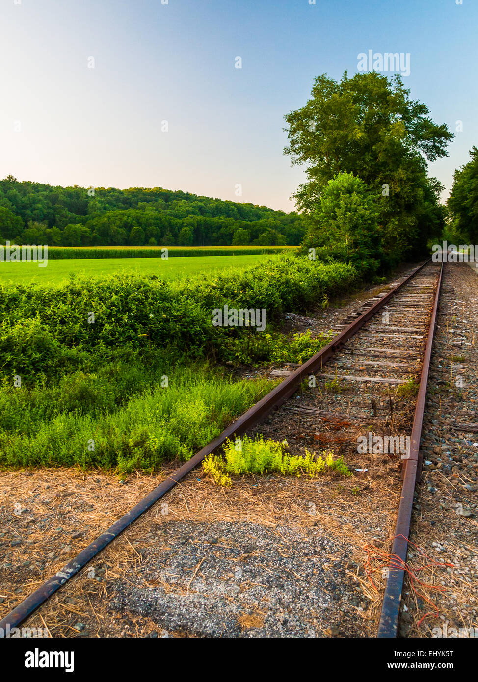 Fields along railroad tracks in York County, Pennsylvania Stock Photo ...