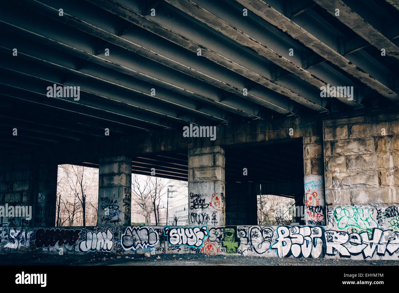 Graffiti under a bridge hi-res stock photography and images - Alamy
