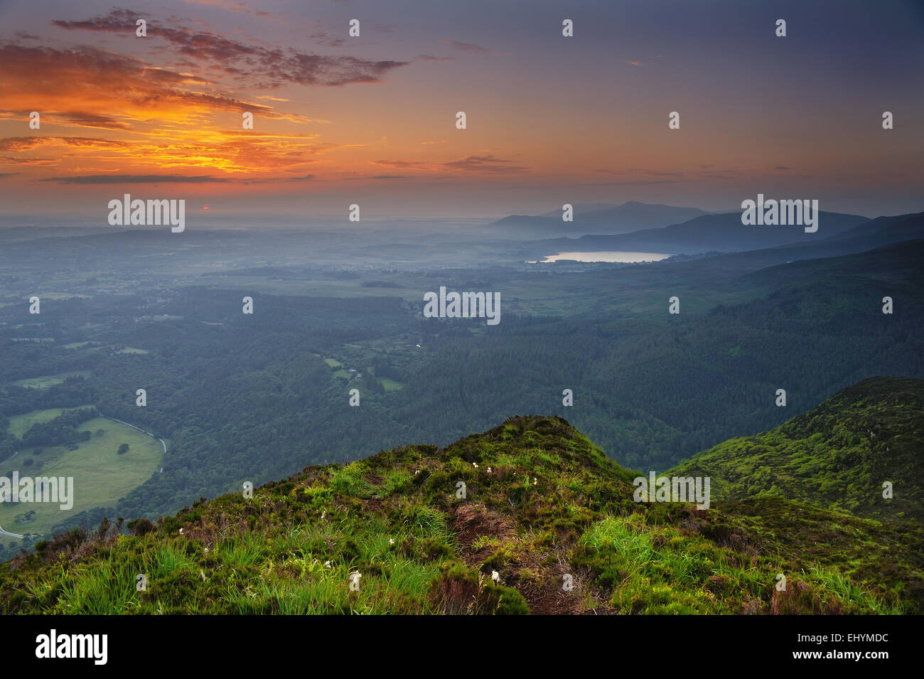 View of sunrise from Torc mountain, Killarney, County Kerry, Ireland ...