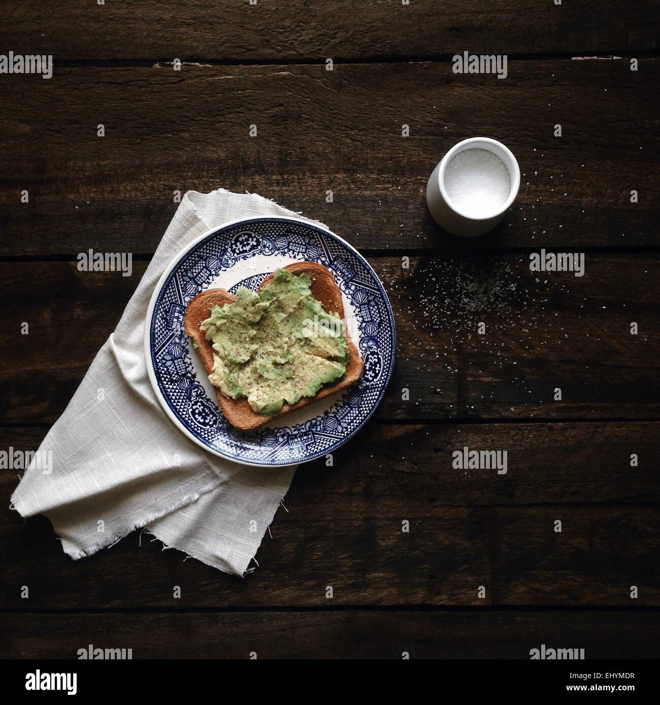 Avocado on toast with salt Stock Photo - Alamy