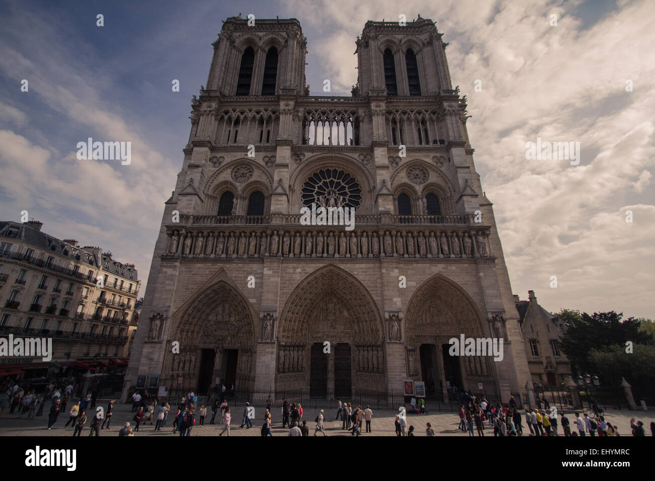 Notre Dame front facade view, Paris, France Stock Photo - Alamy