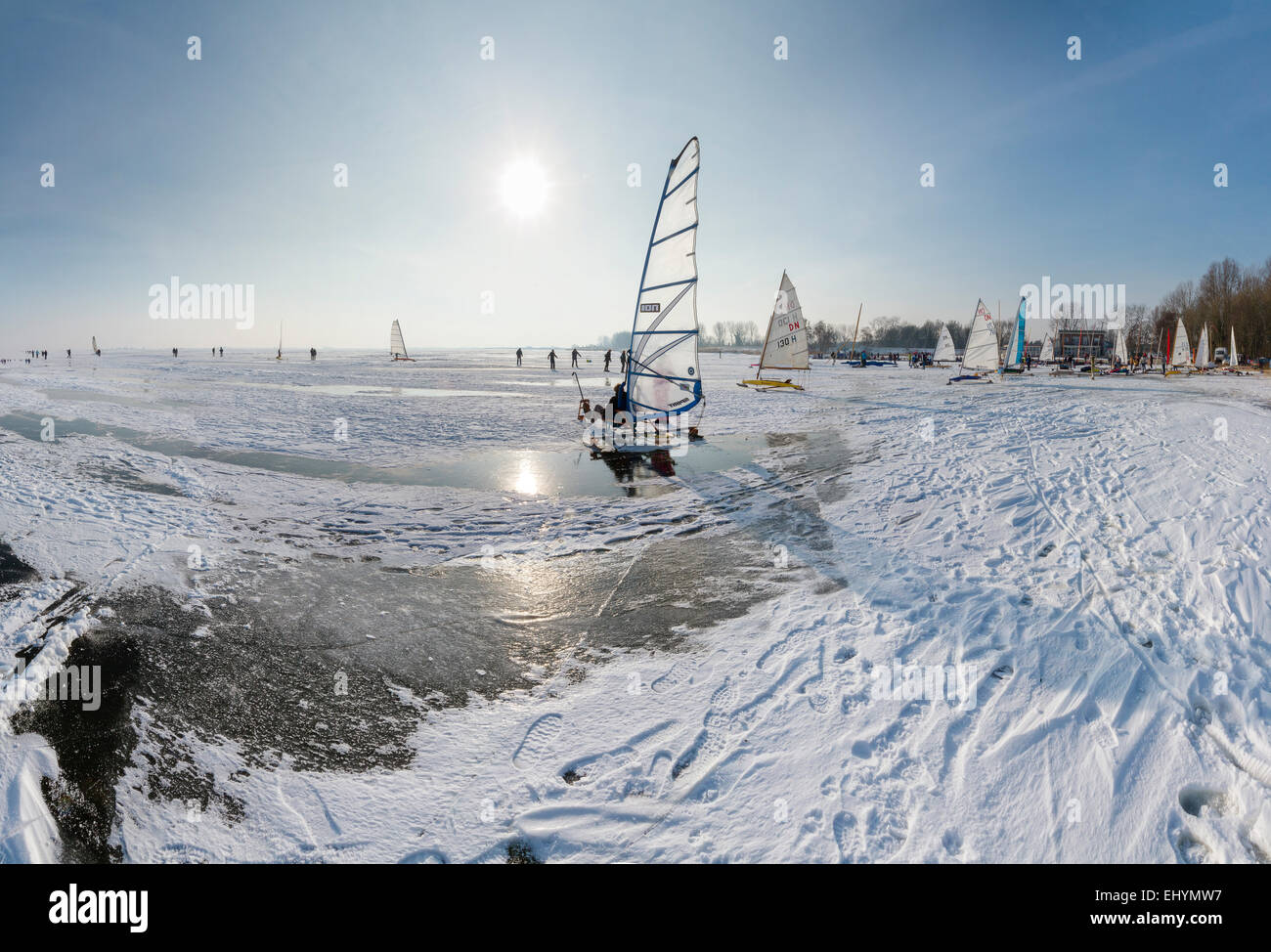 Netherlands, Holland, Europe, Monnickendam, Ice sailing, leisure ...