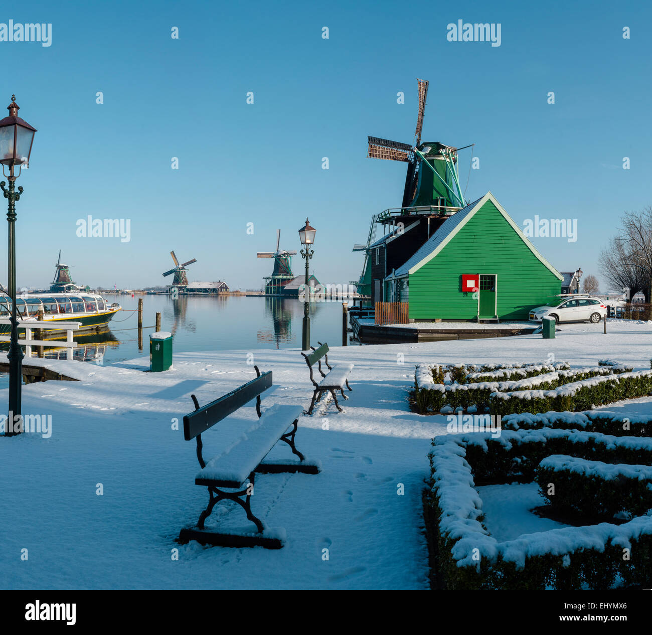 Netherlands, Holland, Europe, Zaandam, Huisman, windmill, water, winter ...