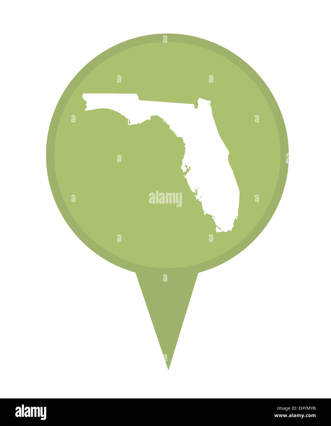 American state of Florida marker pin isolated on a white background ...