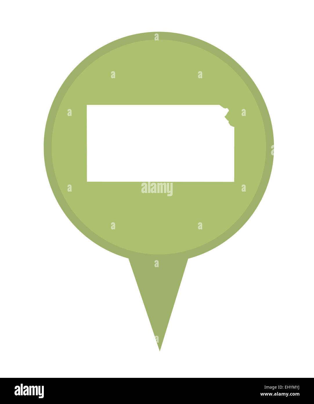 American state of Kansas marker pin isolated on a white background ...