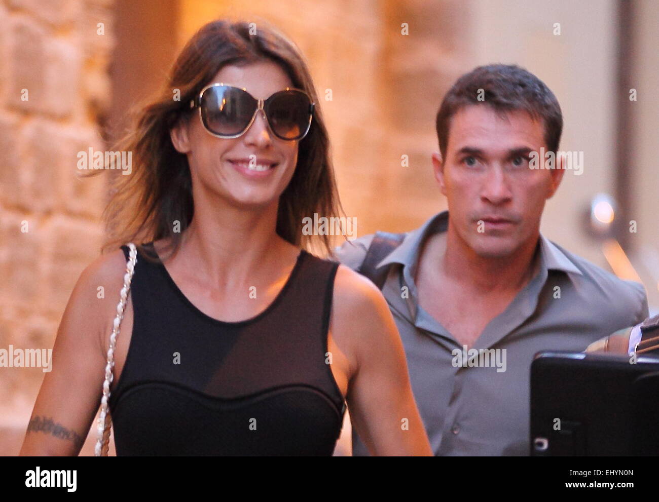 Elisabetta Canalis and Brian Perri arrive at Villa Mosca before their wedding tomorrow (14Sep14 ...