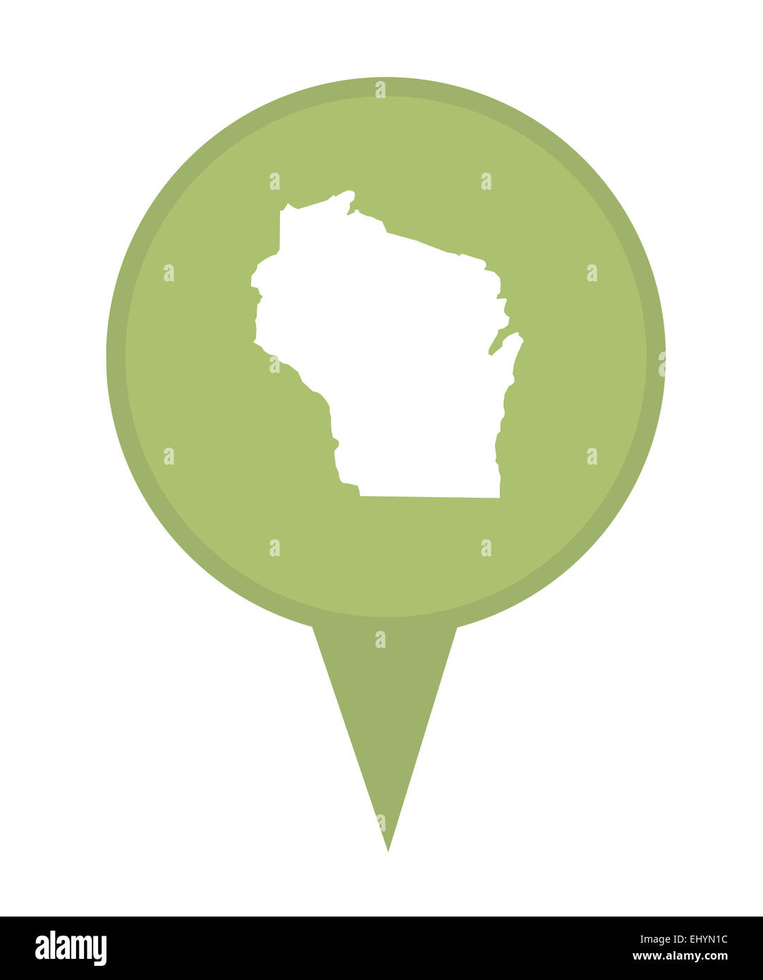 American state of Wisconsin marker pin isolated on a white background ...