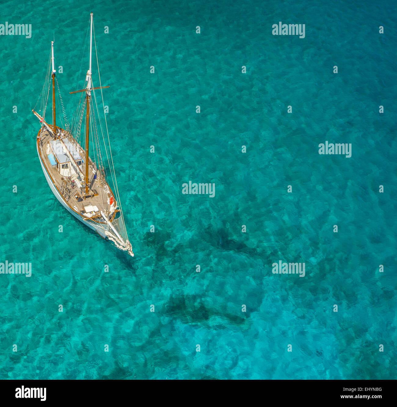 Overhead view of a sailboat, Caribbean Stock Photo - Alamy