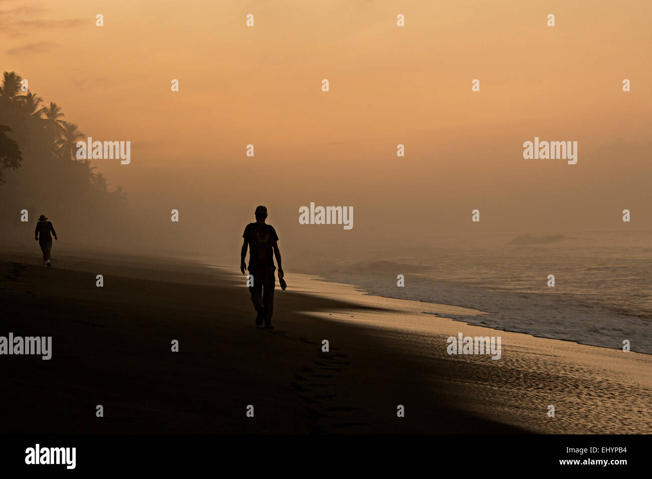 Men walking on the beach at dawn, Carate, Costa Rica Stock Photo - Alamy