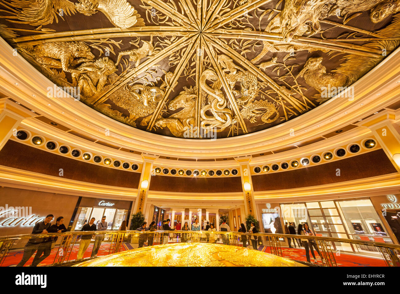 China, Macau, Wynn Hotel and Casino, The Atrium Ceiling depicting Signs ...