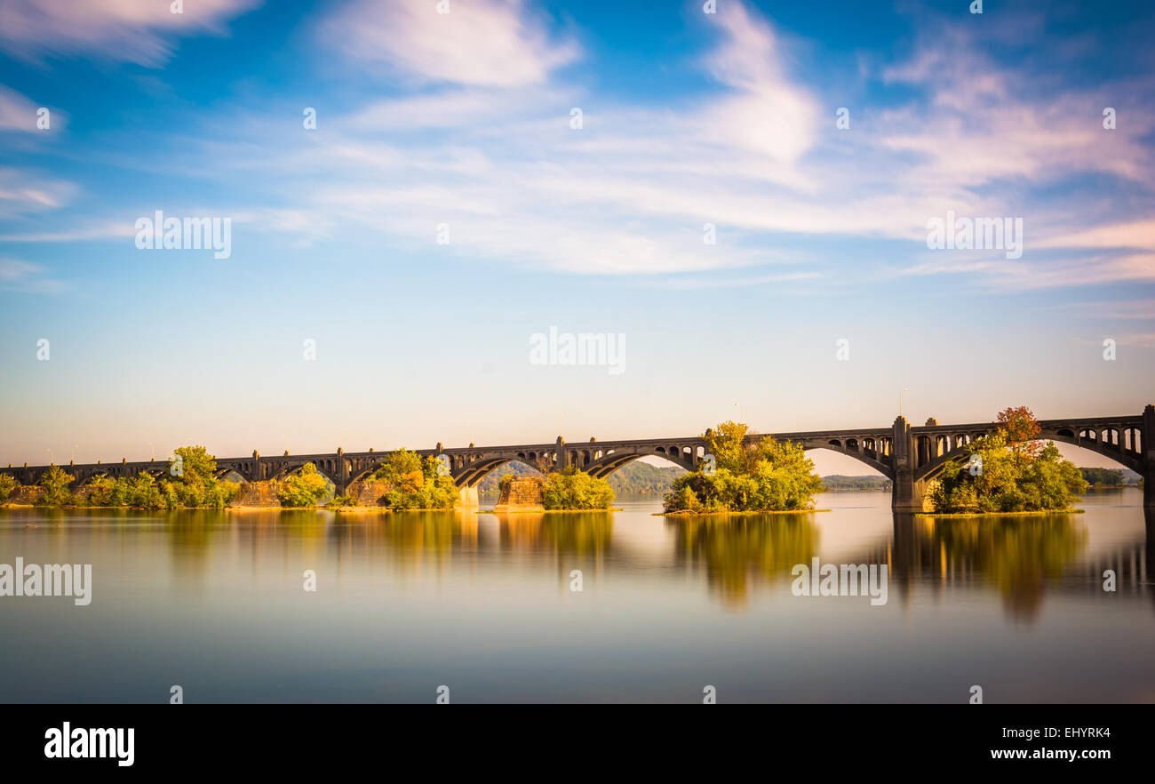 Long exposure of the Veterans Memorial Bridge over the Susquehanna ...