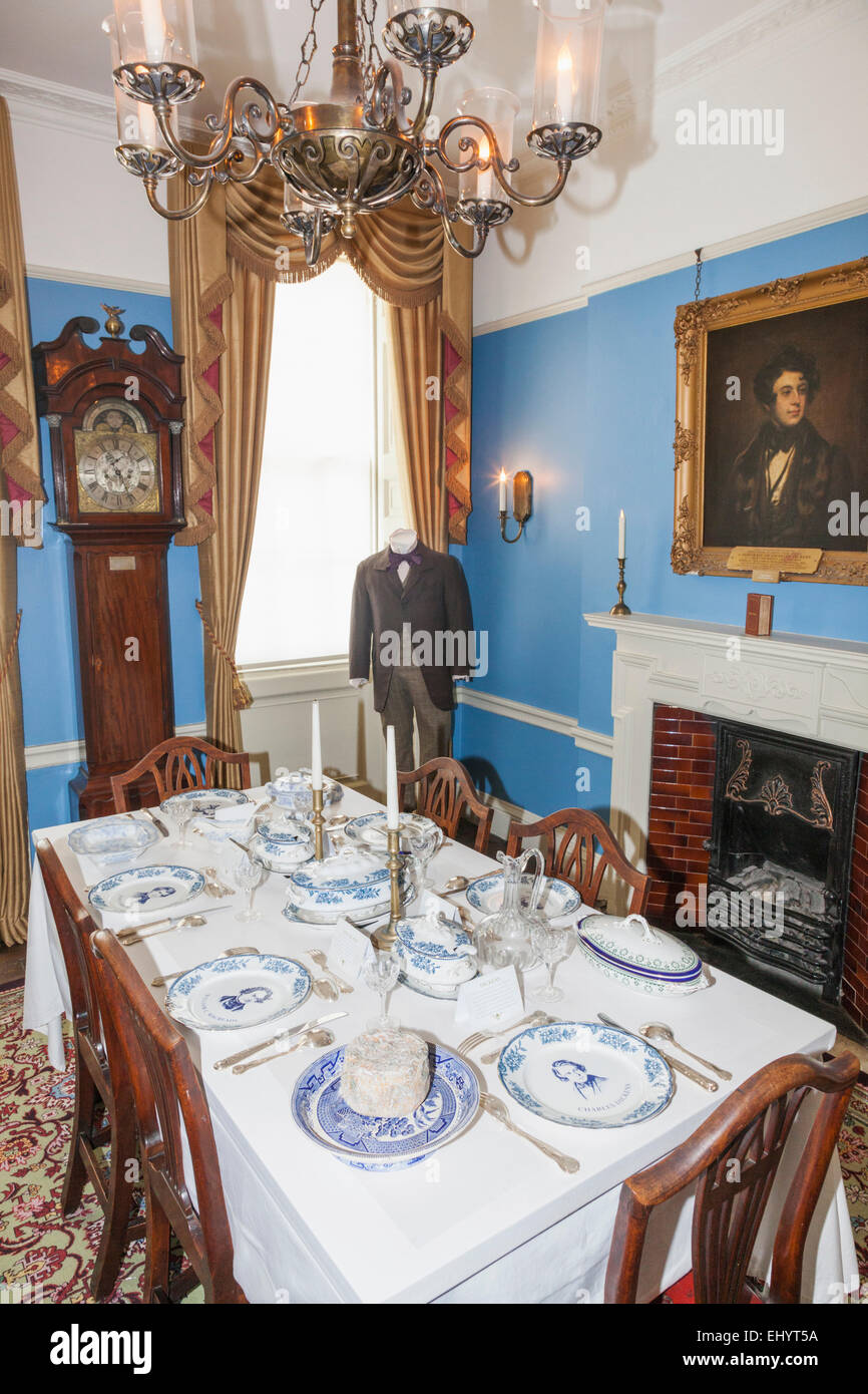 England, London, Charles Dickens Museum, Dining Room Display Stock ...